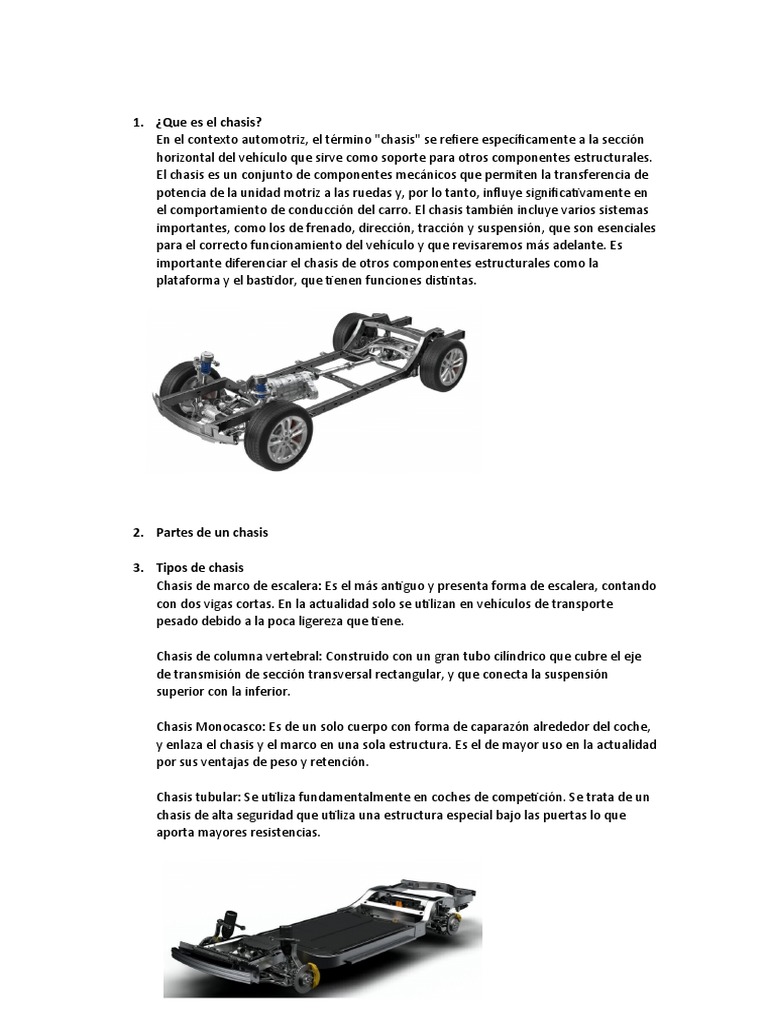 Tipos y partes del chasis automotriz | PDF | Direccion | Eje