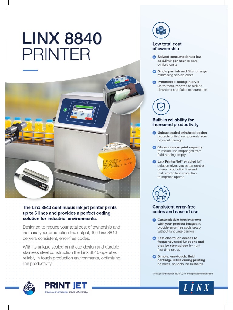 Linx 8840 Datasheet (Print Jet) | PDF