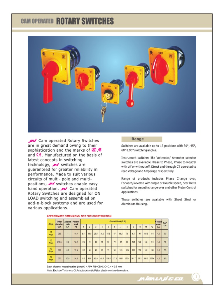 Cam Operated Rotary Switches Timer | PDF | Timer | Alternating Current