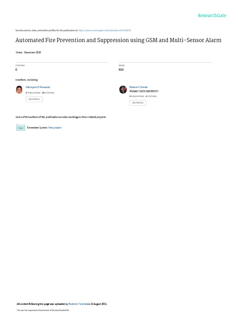 Automated Fire Preventionand Suppression System Pdf Fires Sensor