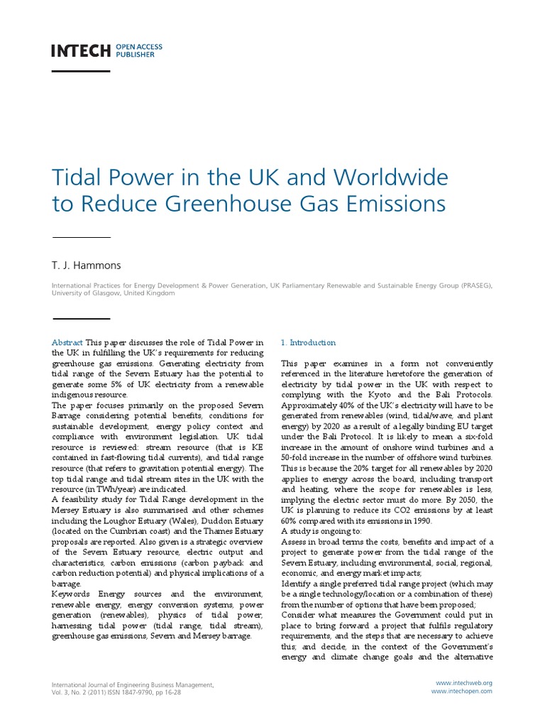 InTech-Tidal Power in The Uk and Worldwide To Reduce Greenhouse Gas ...