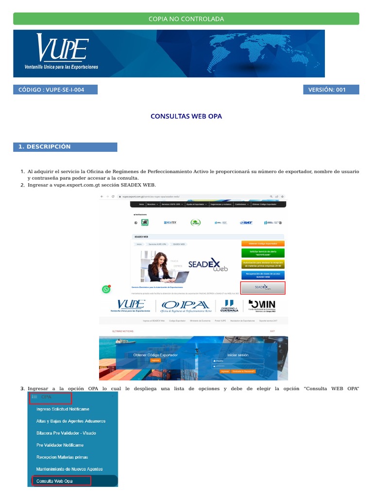 Vupe Se I 004 Consultas Web de Opa | PDF