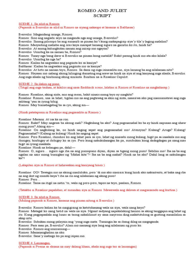 Romeo at Juliet Script Plot Twist | PDF