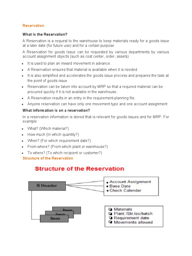 17) Reservation | PDF | Warehouse | Goods