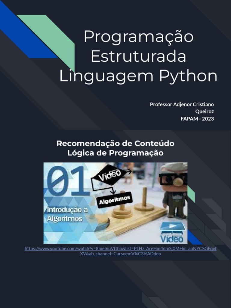 Programação Estruturada Python Aula 11 Pdf Python Linguagem De Programação Software De