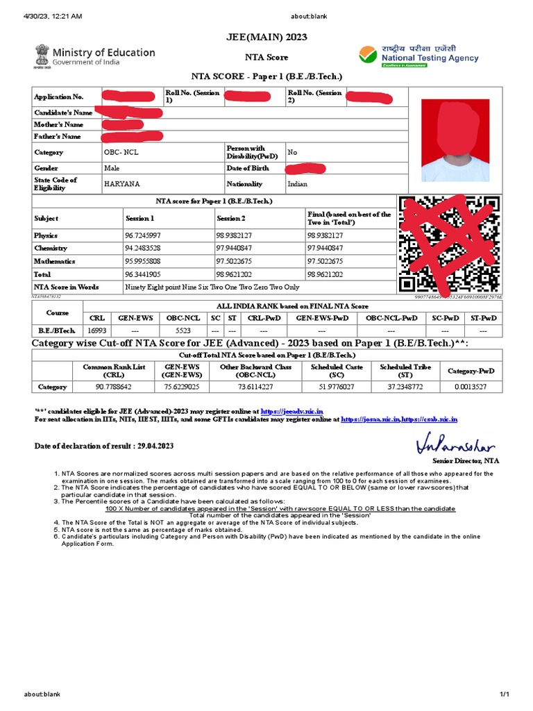 jee main result | PDF
