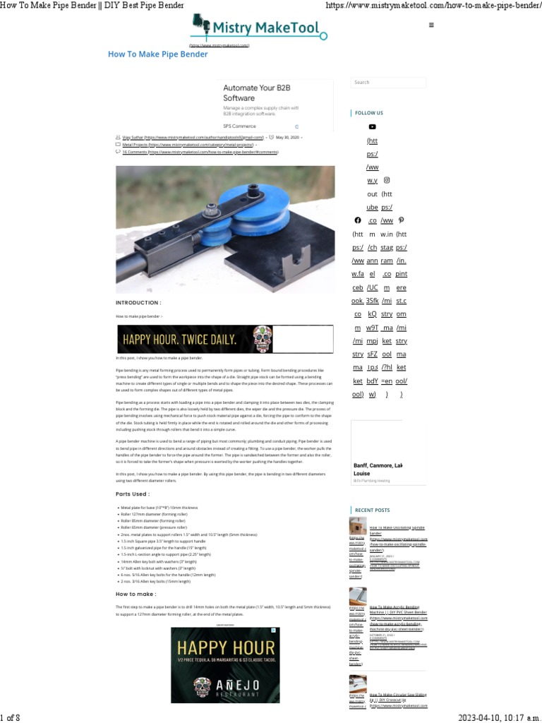 How To Make Pipe Bender DIY Best Pipe Bender | PDF