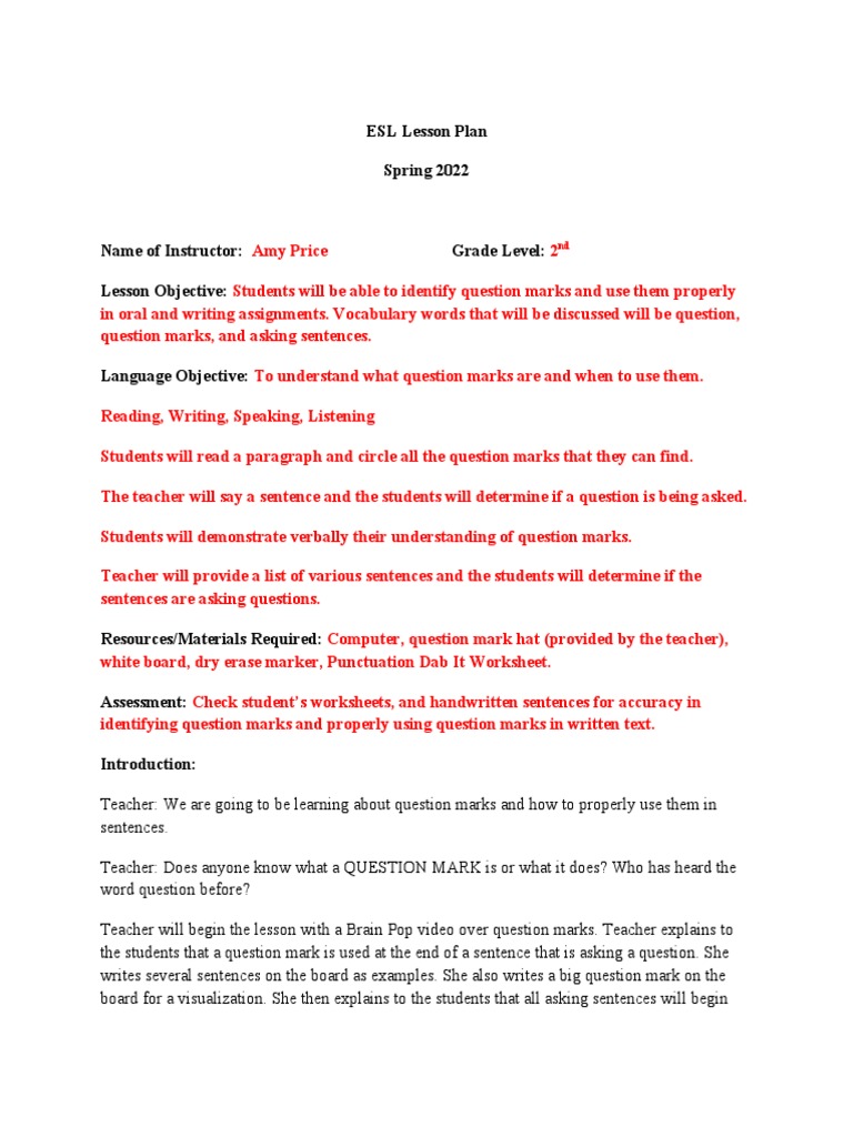 Mini Lesson 4 | PDF | Question | Lesson Plan