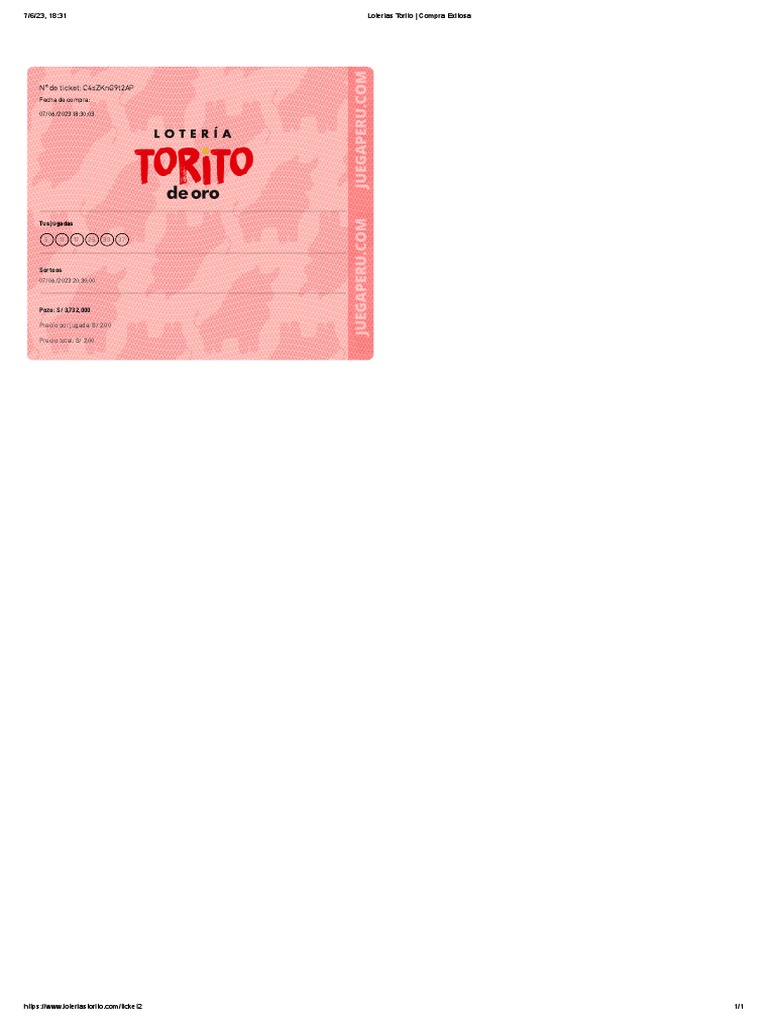 Loterías Torito - Compra Exitosa | PDF