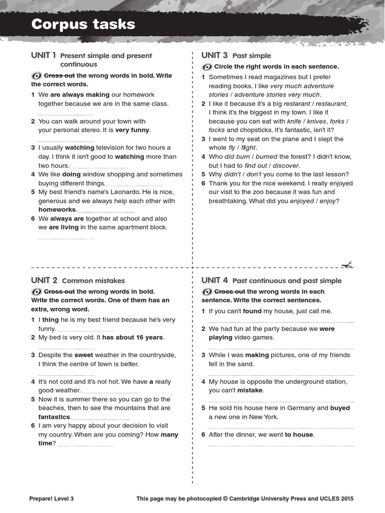 Prepare Level 3 Corpus Tasks U1-20 PDF | PDF
