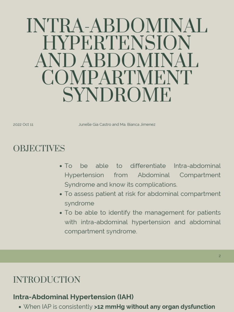 Intra-Abdominal Hypertension and Abdominal Compartment Syndrome | PDF