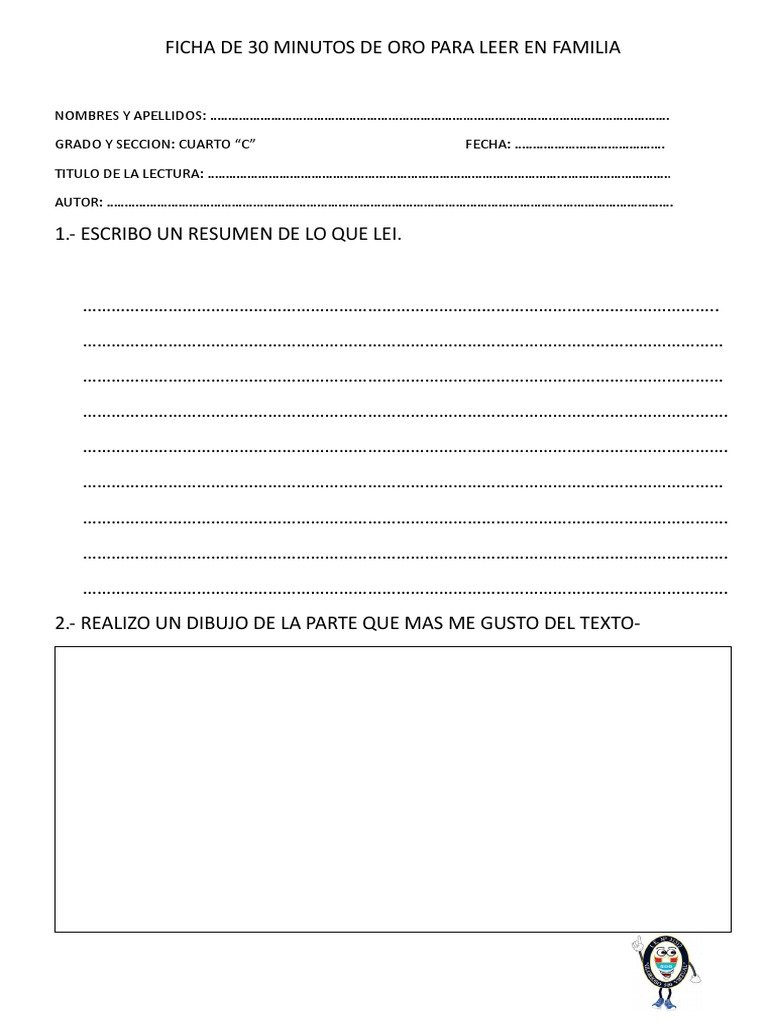 Ficha de 30 Minutos de Oro para Leer en Familia | PDF