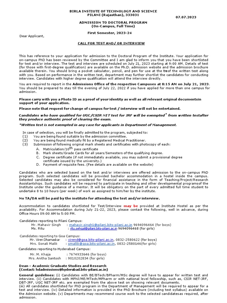 PHD Oncampus 1st Sem 2023 24 | PDF | Doctor Of Philosophy | University ...