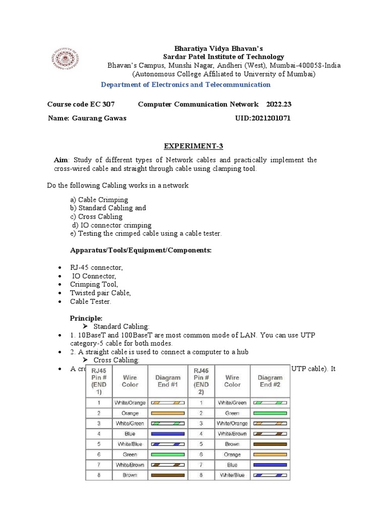 CCN Practical No.3 | PDF | Electrical Connector | Computer Networking