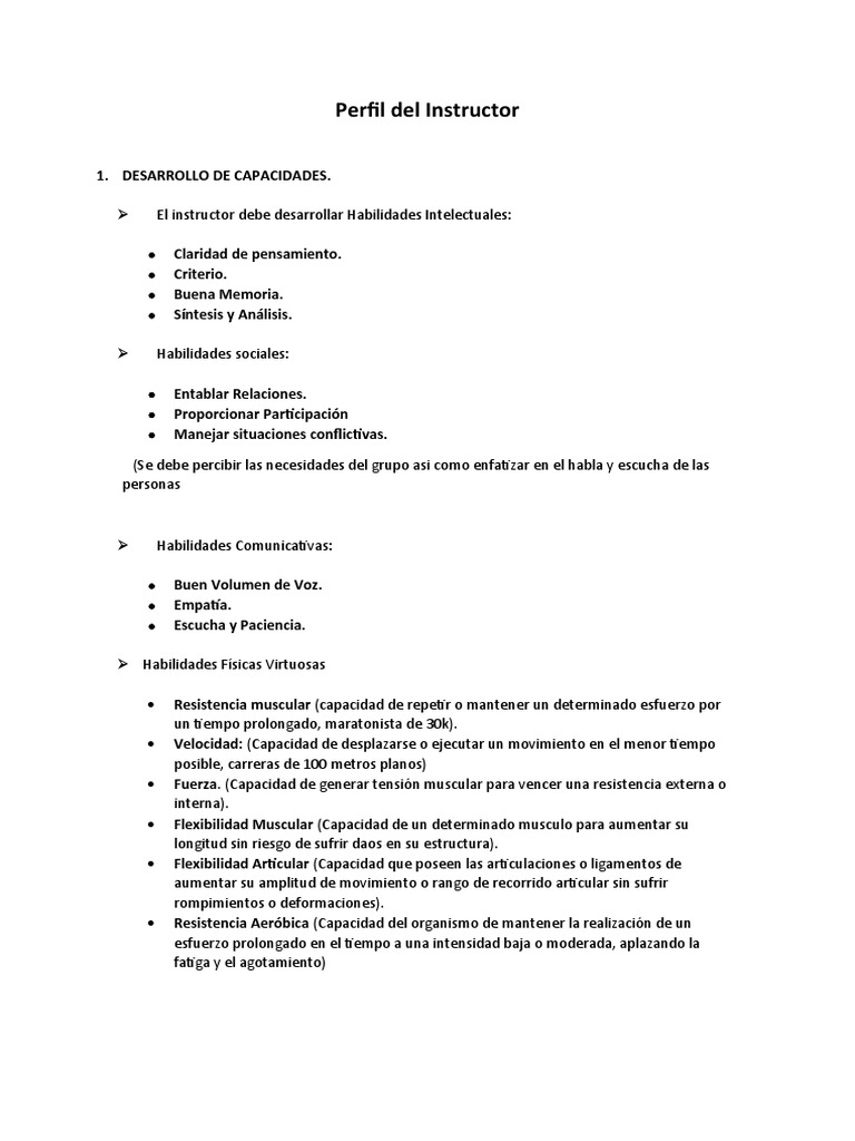 Perfil Del Instructor | PDF