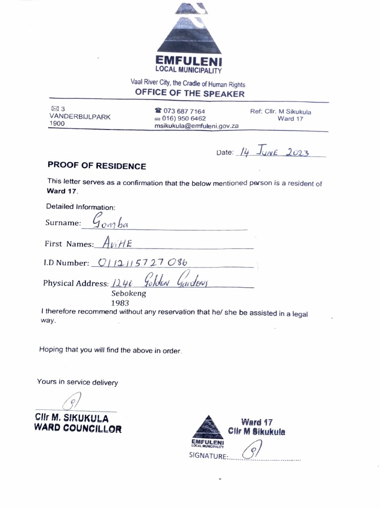 Proof of Residence | PDF