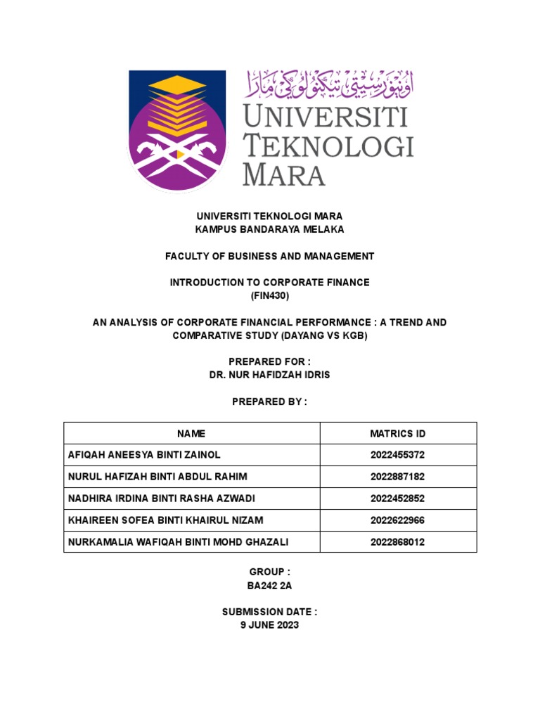 Fin430 Group Assignment | PDF | Debt | Leverage (Finance)