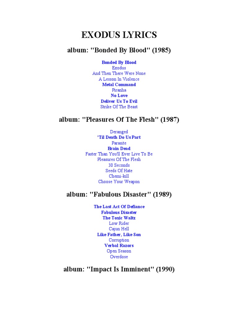 EXODUS | PDF | Heavy Metal Music