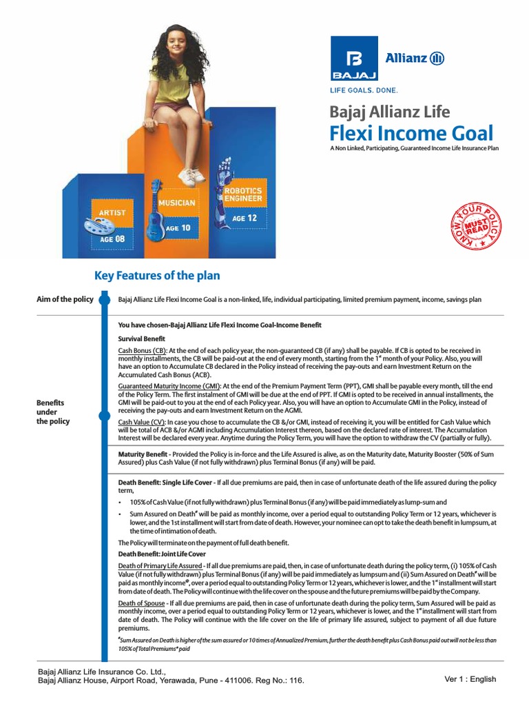 Flexi Income Goal: Bajaj Allianz Life | PDF