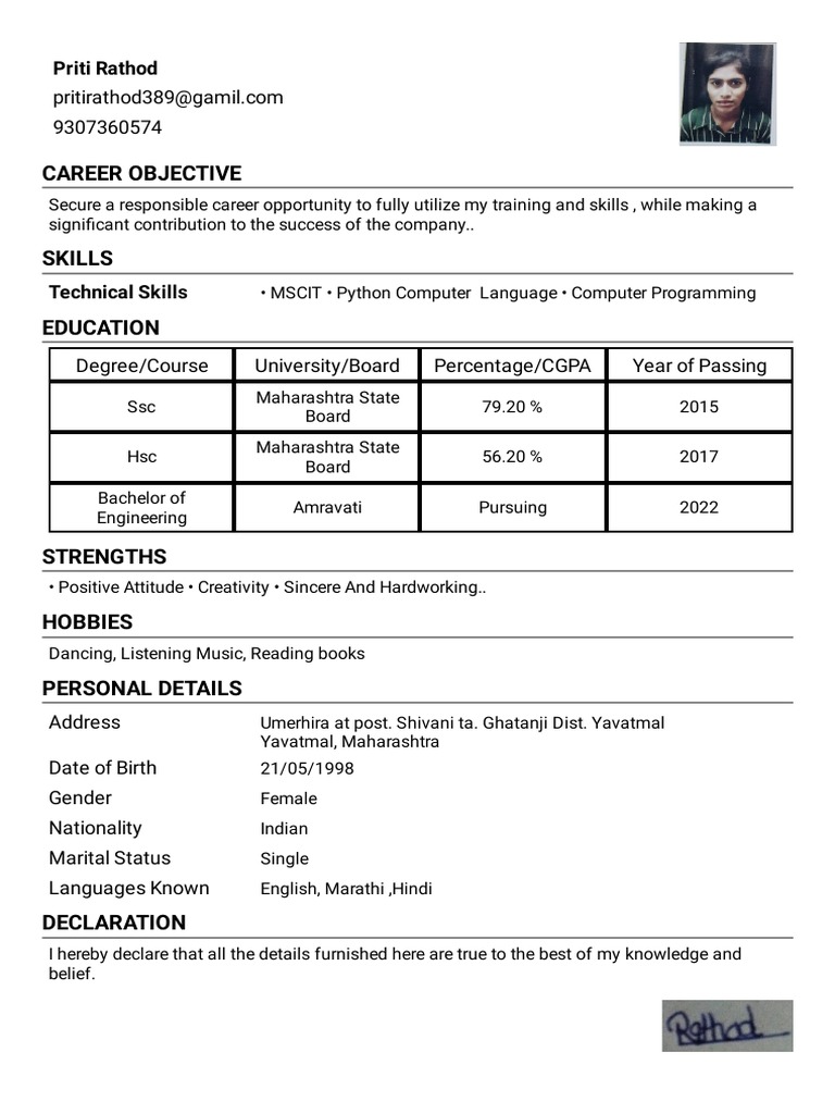 6 CV Priti Rathod | PDF