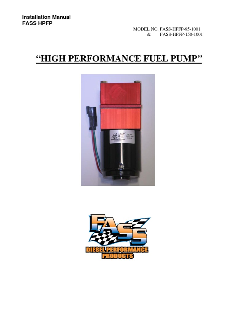 FASS Fuel Pump Installation Guide | PDF | Pump | Manufactured Goods