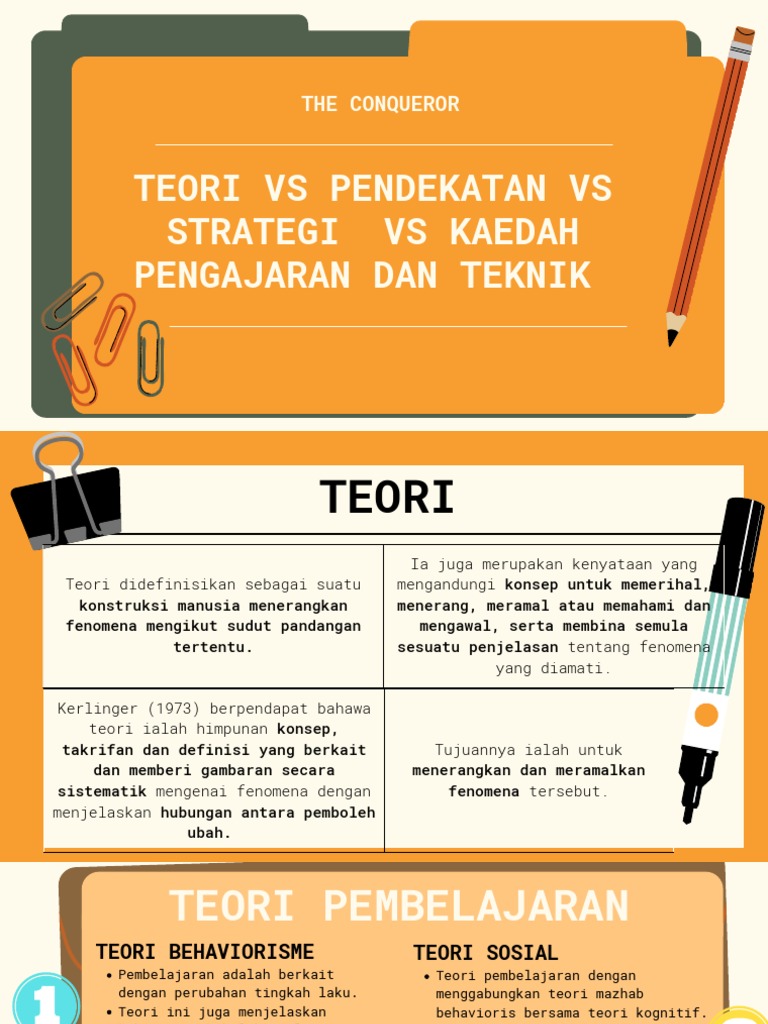 Teori Vs Pendekatan Vs Strategi Vs Kaedah Pengajaran Dan Teknik | PDF