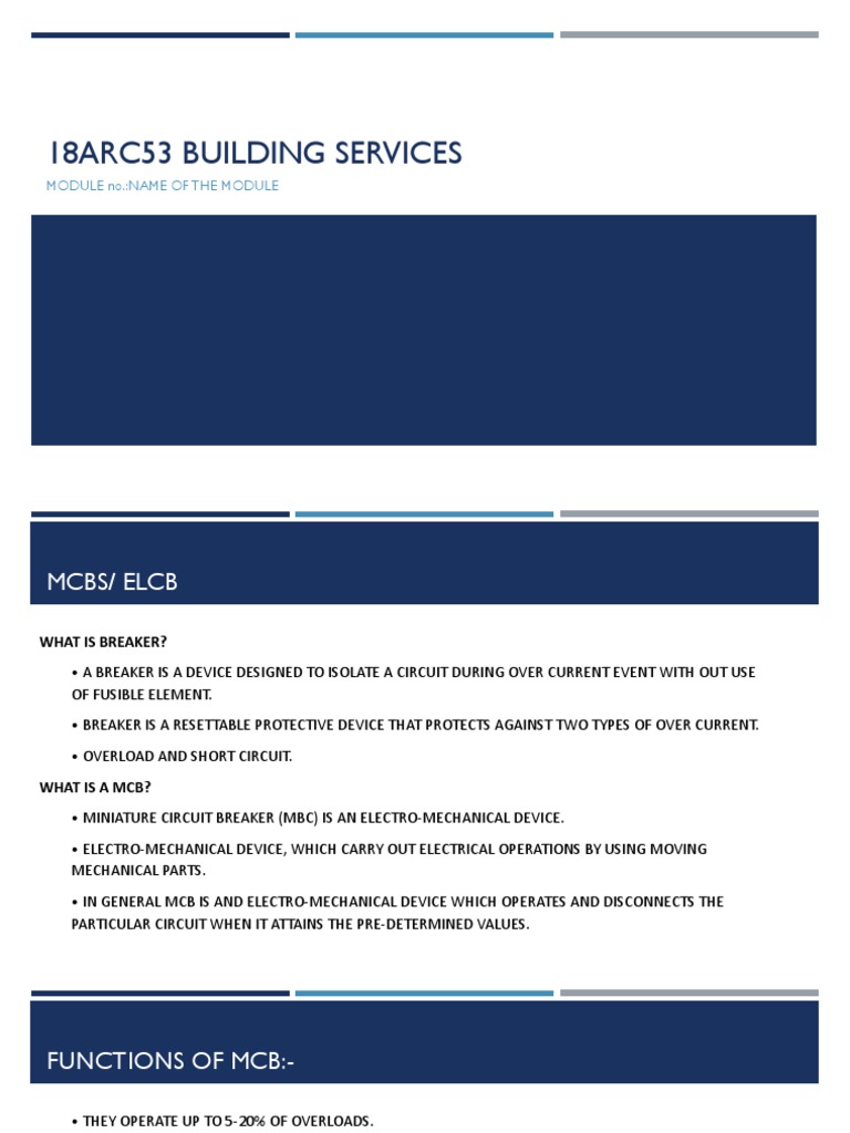 18ARC53 Building Services - MCB - Session3 | PDF | Fuse (Electrical ...