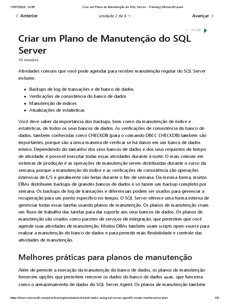 Criar Um Plano de Manutenção Do SQL Server - Training - Microsoft Learn ... Criar Um Plano de Manutenção Do SQL Server - Training - Microsoft Learn ...