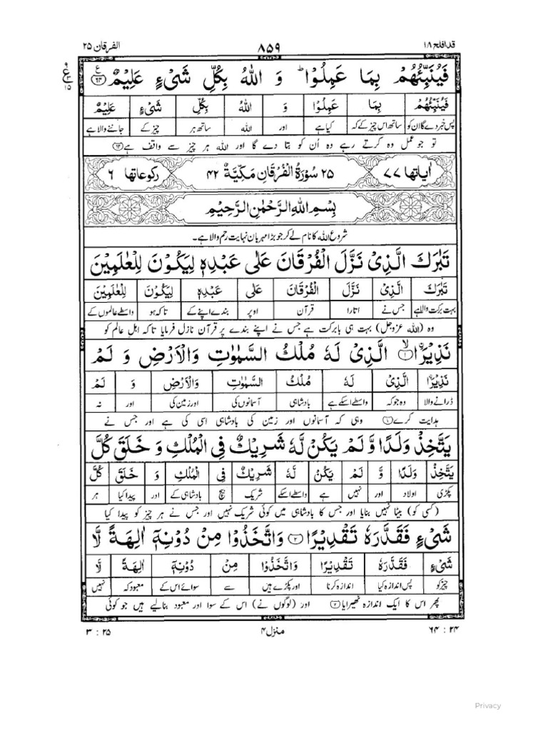 Quran Surah 25 ﴾الفرقان﴿ Al-Furqan Urdu Translation | PDF