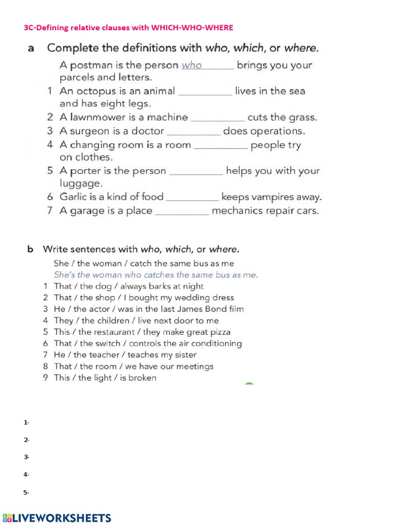 Definitions With Which, Who and Where | PDF