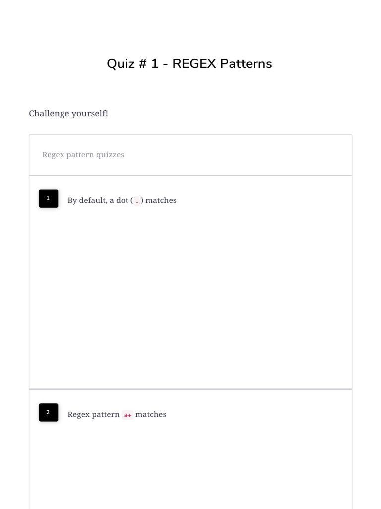 3 Quiz 1 REGEX Patterns | PDF