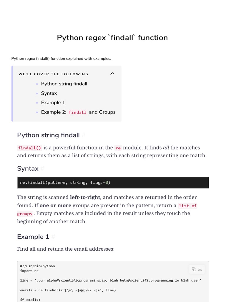 12 Python Regex Findall Function Pdf