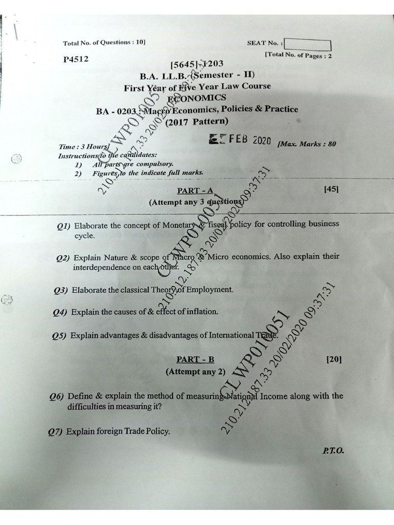 Eco. Question Papers | PDF