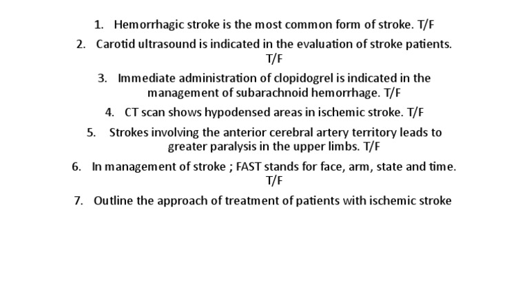 Stroke Questions | PDF