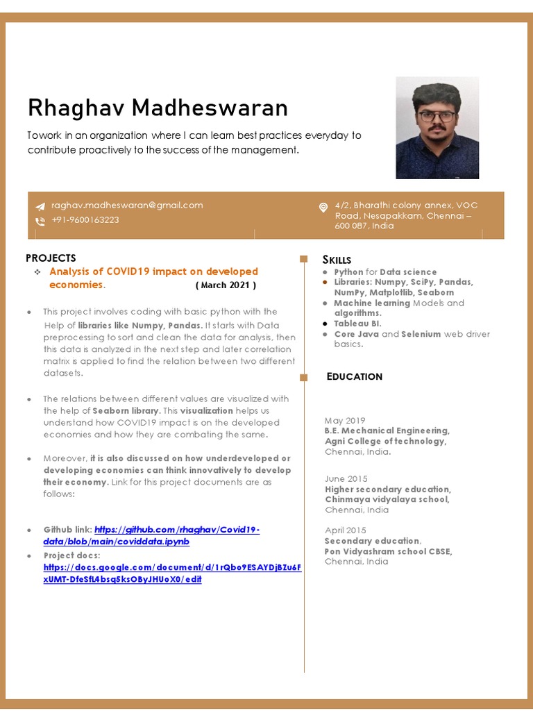 CV Rhaghav Madheswaran | PDF