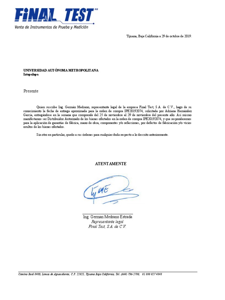 Carta Compromiso en UAM - IZTAPALAPA | PDF