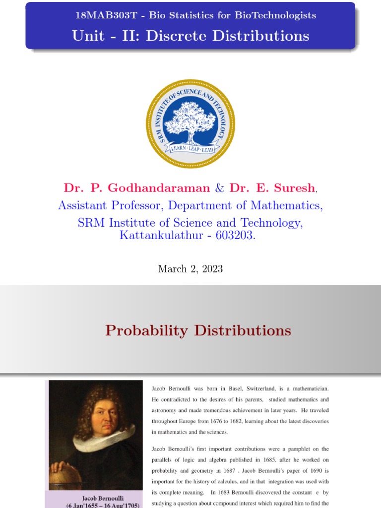 18MAB303T Discrete Distributions | PDF