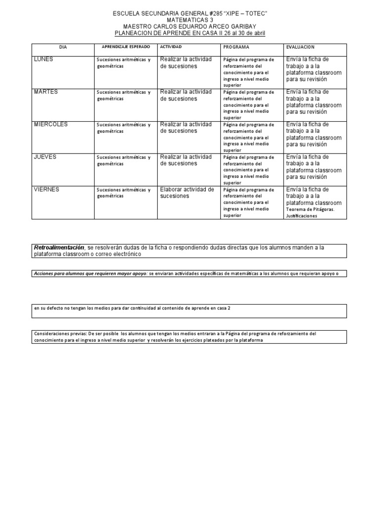Plan Aprende en Casa Matematicas 3 | PDF | Matemáticas | Aprendizaje