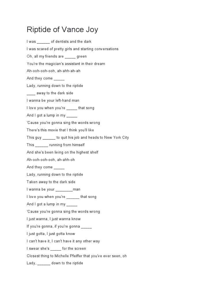 Riptide of Vance Joy | PDF | Poetry