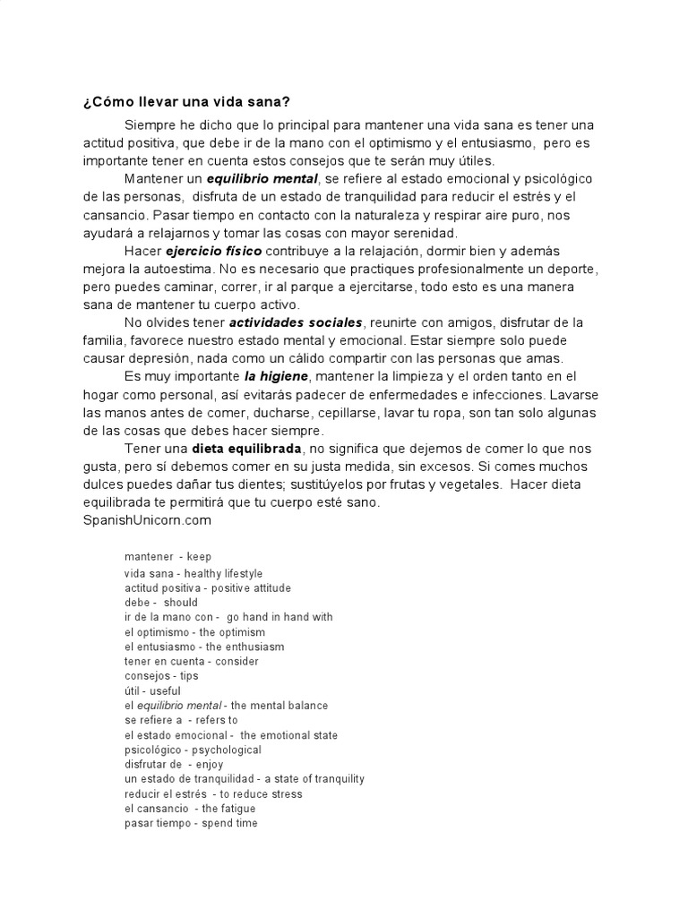 Lectura Vida Sana Imperativo | PDF | Determinantes de la salud | Sicología