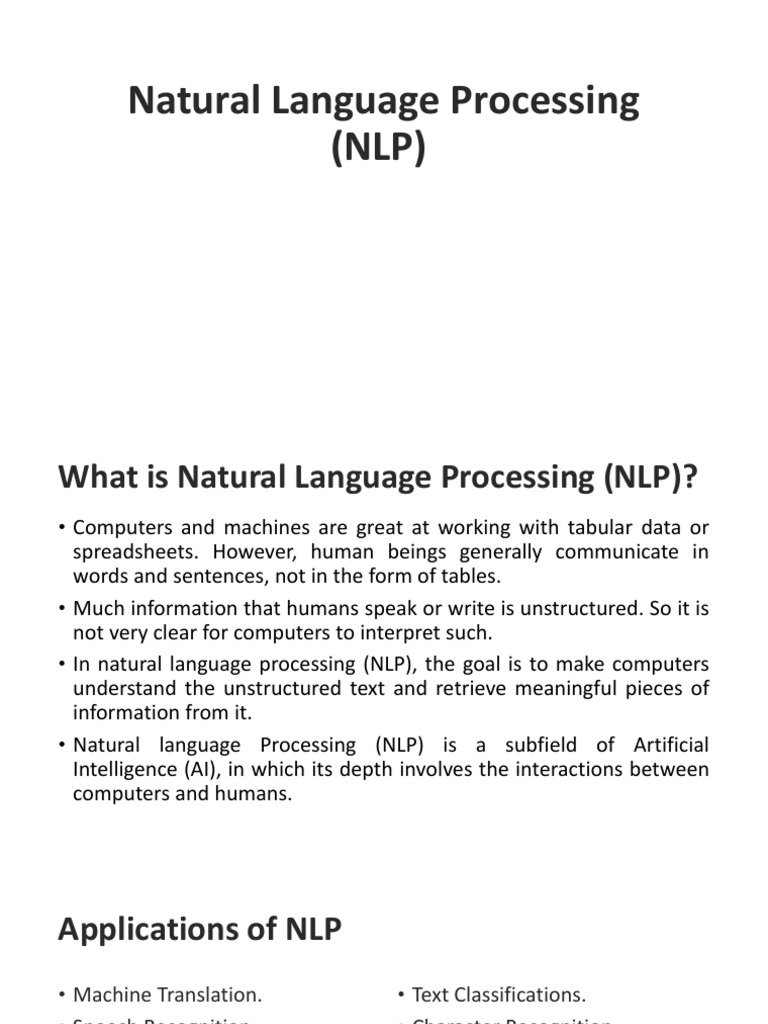 Natural Language Processing Nlp Pdf Cybernetics Artificial