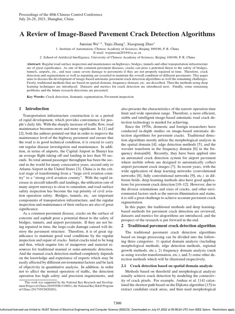 2021 A Review Of Image Based Pavement Crack Detection Algorithms Pdf