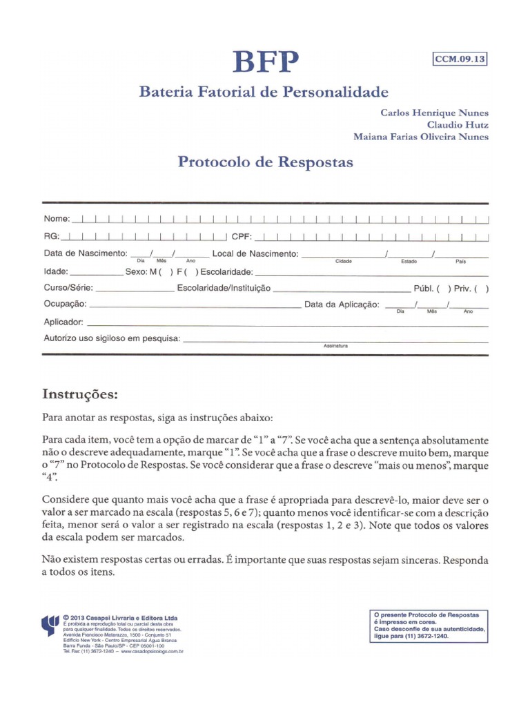 BFP - Folha de Respostas | PDF