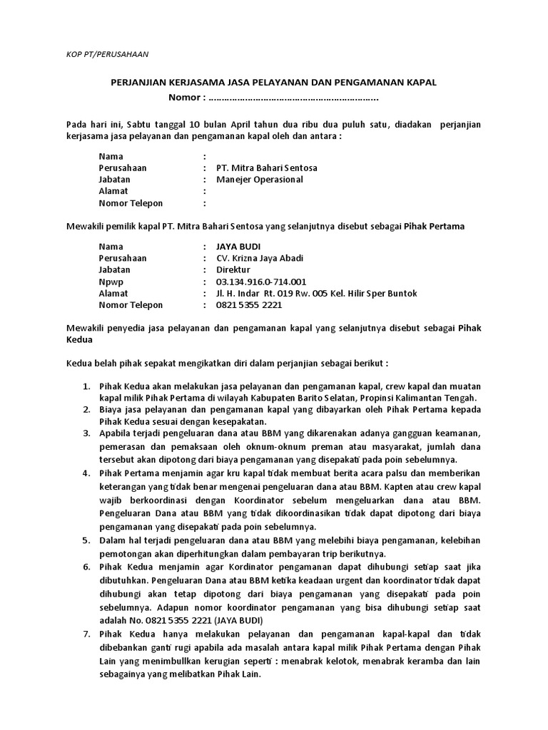Draf Kontrak Pt. MBS | PDF