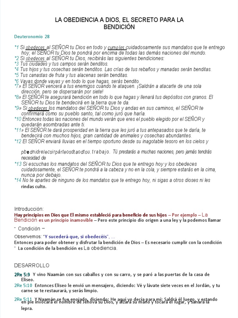 Pdf La Obediencia A Dios El Secreto Para La Bendicion Pdf Bendición