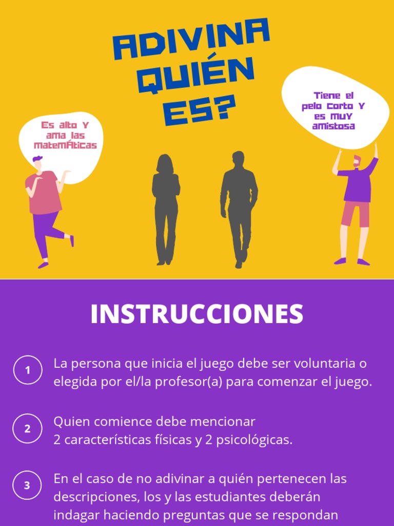 Instrucciones para Adivina Quién | PDF | Artes del Lenguaje y Comunicación