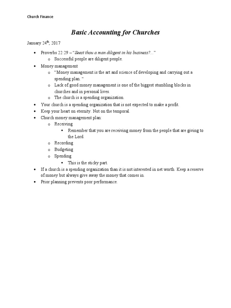 Church Finance Management Guide | PDF | Debits And Credits | Balance Sheet