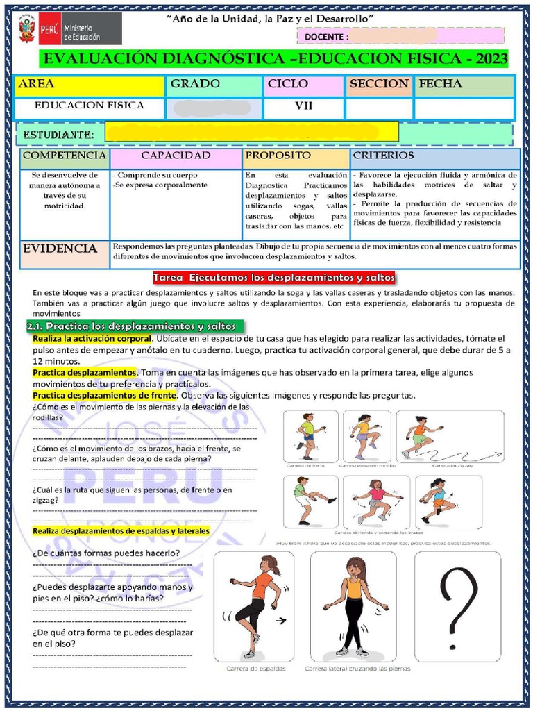 Evaluacion Diagnostica - 3ero Educacion Fisica | PDF