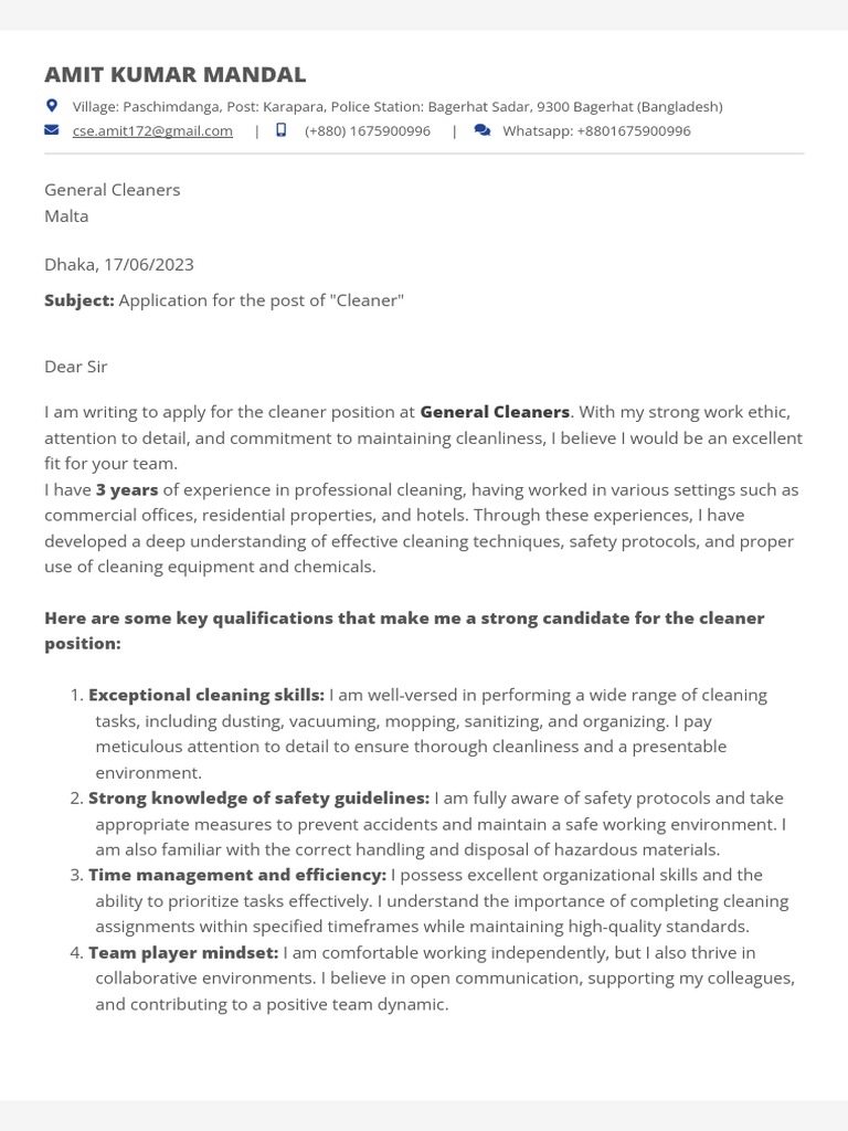 Amit Kumar Mandal Cover Letter | PDF | Attention | Business