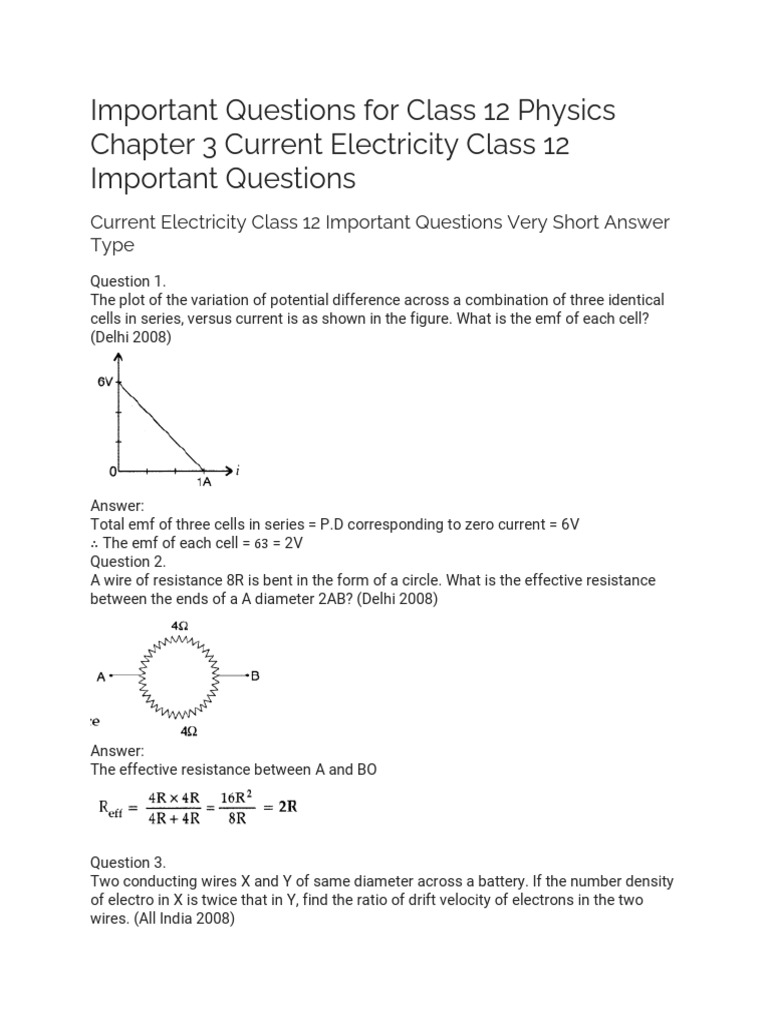 Class 12 Physics: Key Questions | PDF